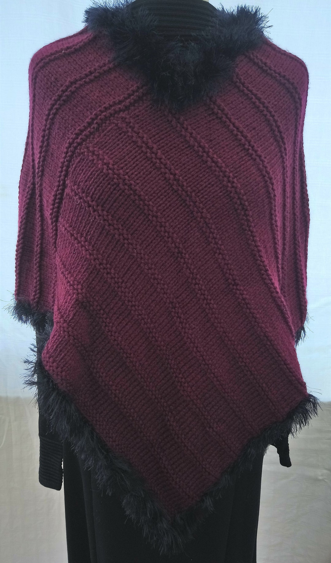 Fur Edged Poncho Ready Made - Etsy