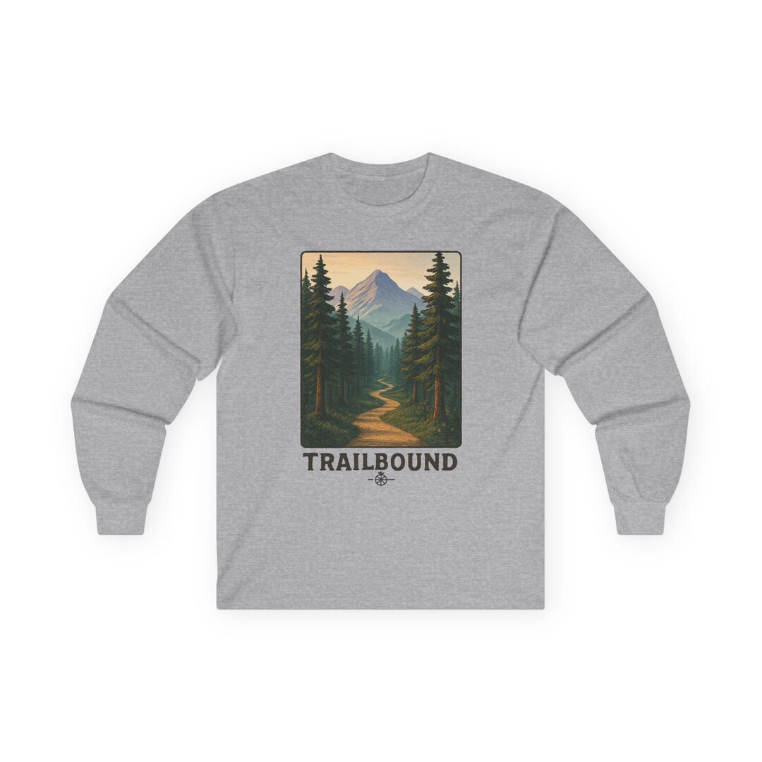 Trailbound Mountain Trail Graphic Long Sleeve Tee | Hiking Nature ...