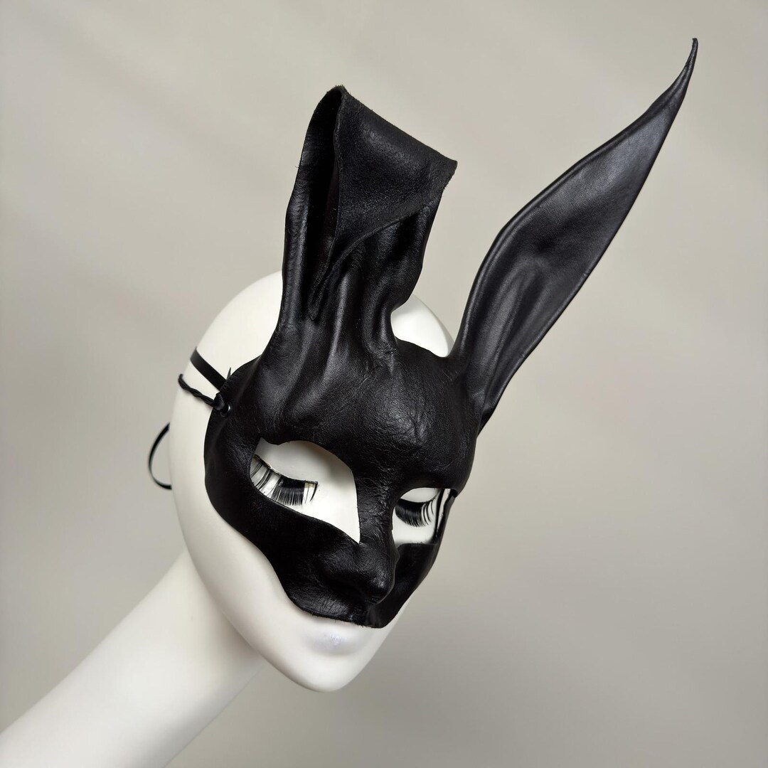 Black Leather Bunny Rabbit Mask Handmade in Spain Cosplay Costume - Etsy