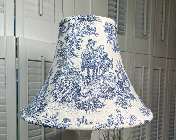 Toile Lamp Shade, Blue Toile Lamp Shade, Blue Lamp Shade, Colonial Lamp ...