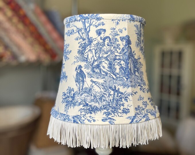 Toile Lamp Shade, Blue Toile Lamp Shade, French Country Lamp Shade ...