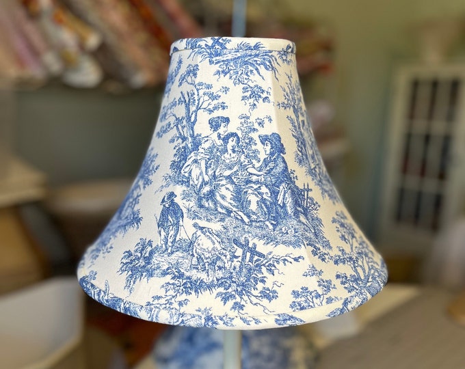 Toile Lamp Shade, Blue Toile Lamp Shade, Colonial Lamp Shade, French ...