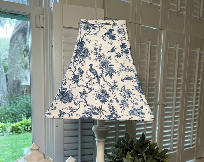 Toile Lamp Shade, Blue Toile Lampshade, Blue Lamp Shade, Floral Lamp ...