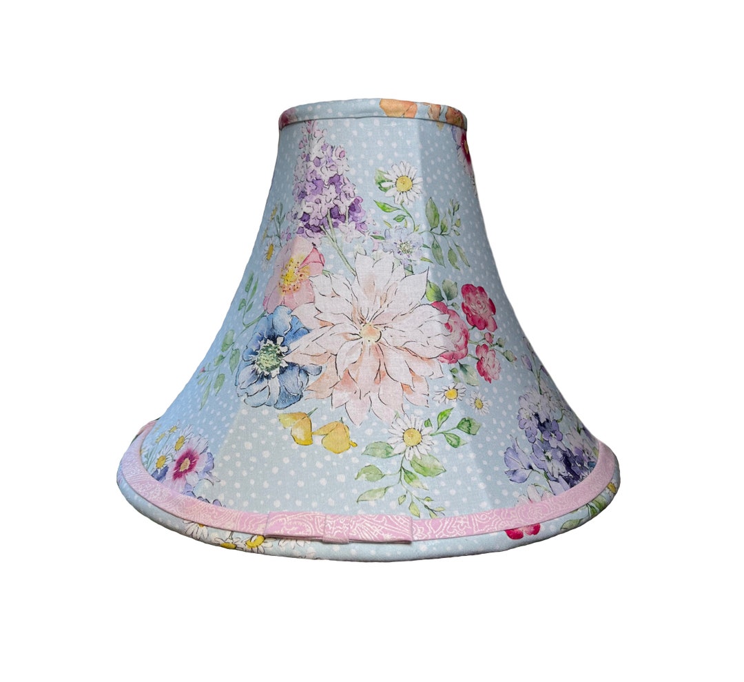 Shabby Chic Lamp Shade, Floral Lamp Shade, Rose Lamp Shade, Blue Lamp ...