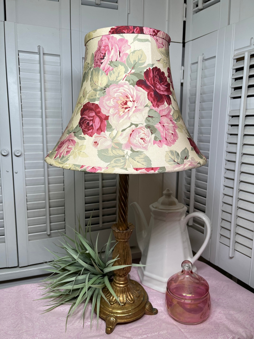 Floral Lamp Shade, Rose Lamp Shade, Lamp Shades, Shabby Chic Lamp Shade ...