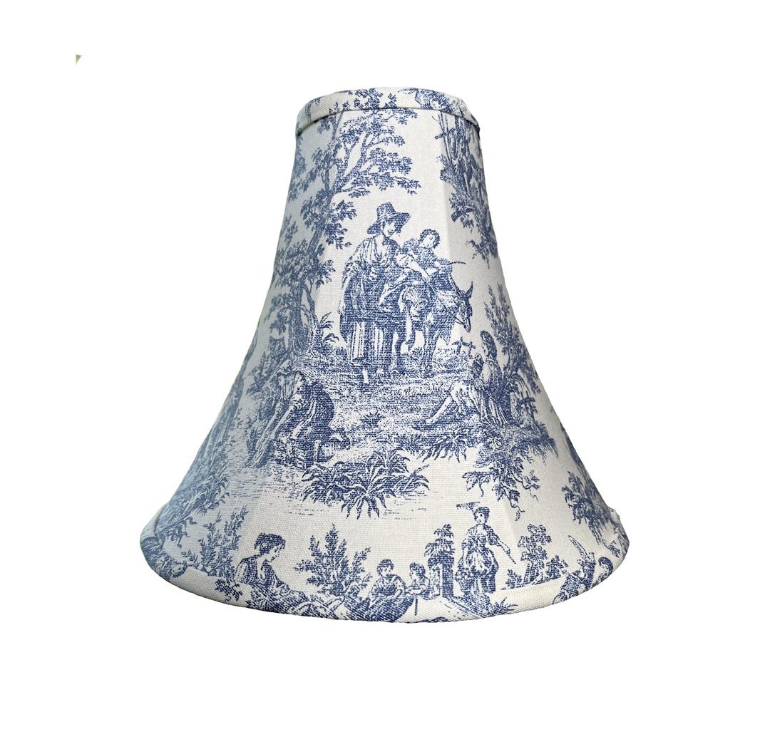 Toile Lamp Shade, Blue Toile Lamp Shade, Blue Lamp Shade, Colonial Lamp ...