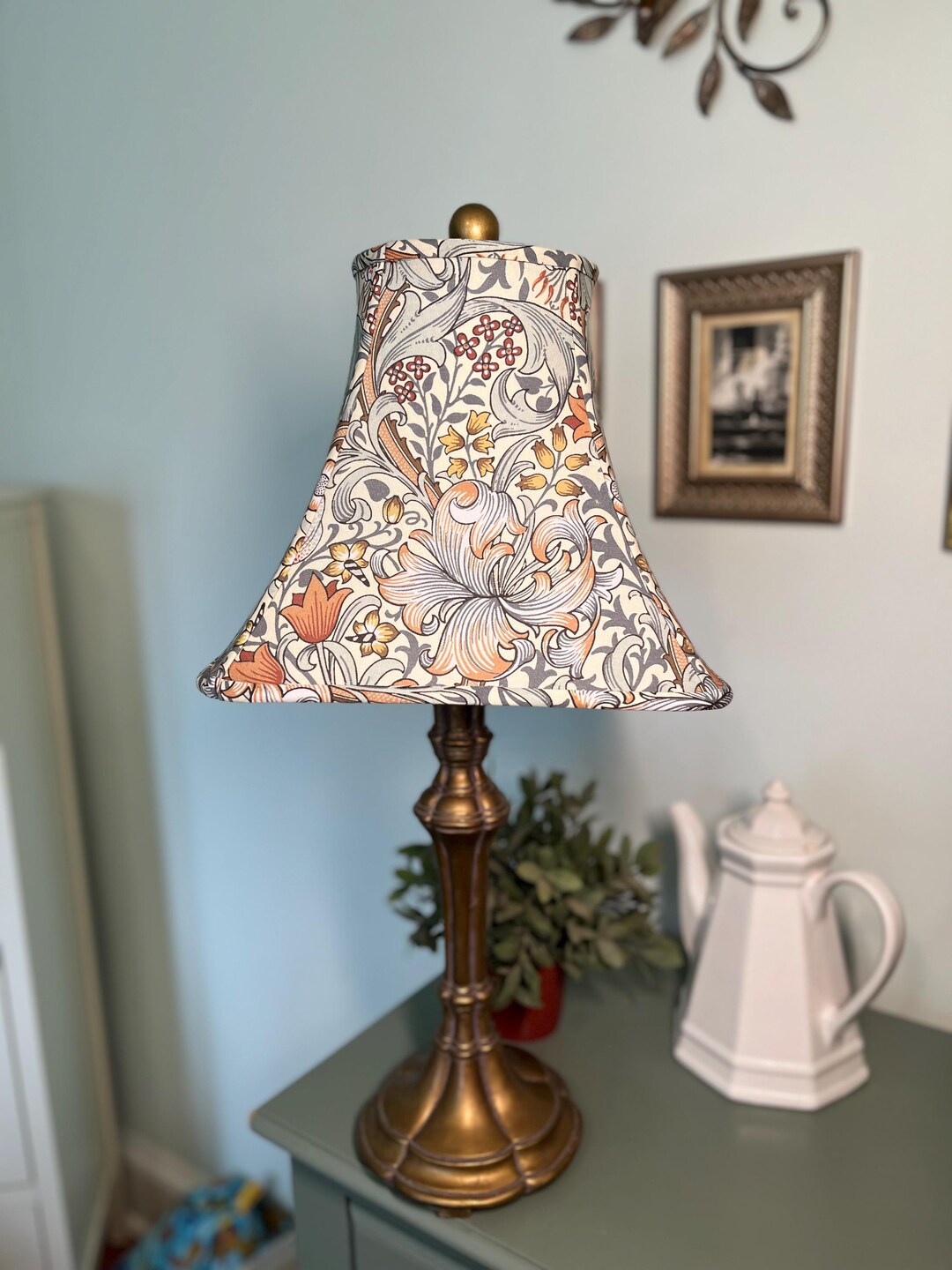 Golden Lily Lamp Shade: William Morris Floral Print, Eclectic Style - Etsy