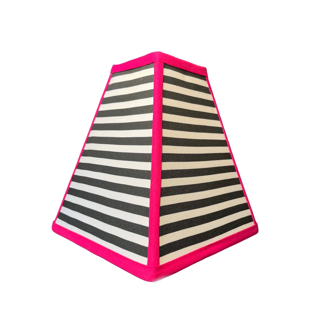 Mid Century Lamp Shade Black And White Stripe Lamp Shade Contemporary Lamp Shade Pink And