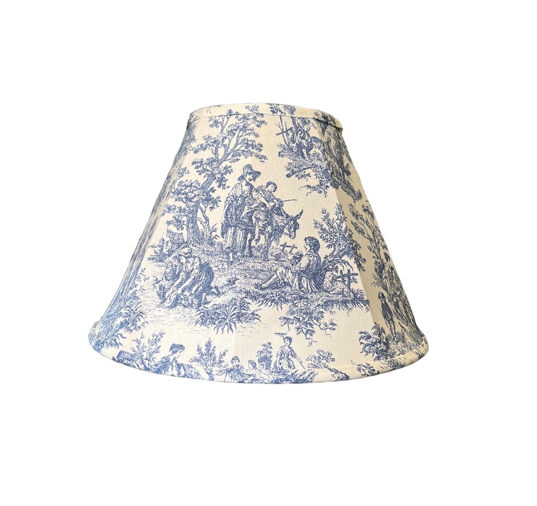 Toile Lamp Shade, Blue Toile Lampshade, Blue Lamp Shade, Floral Lamp ...