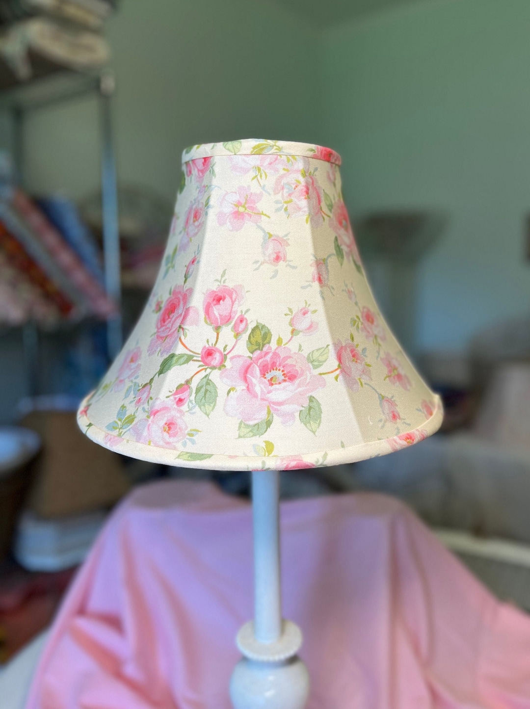 Floral Lamp Shade, Rose Lamp Shade, Pink Lamp Shade, Shabby Chic Lamp ...