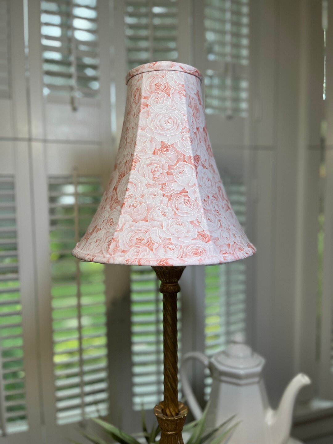 Shabby Chic Lamp Shade, Pink Lamp Shade, Rose Lamp Shade, Floral Lamp ...