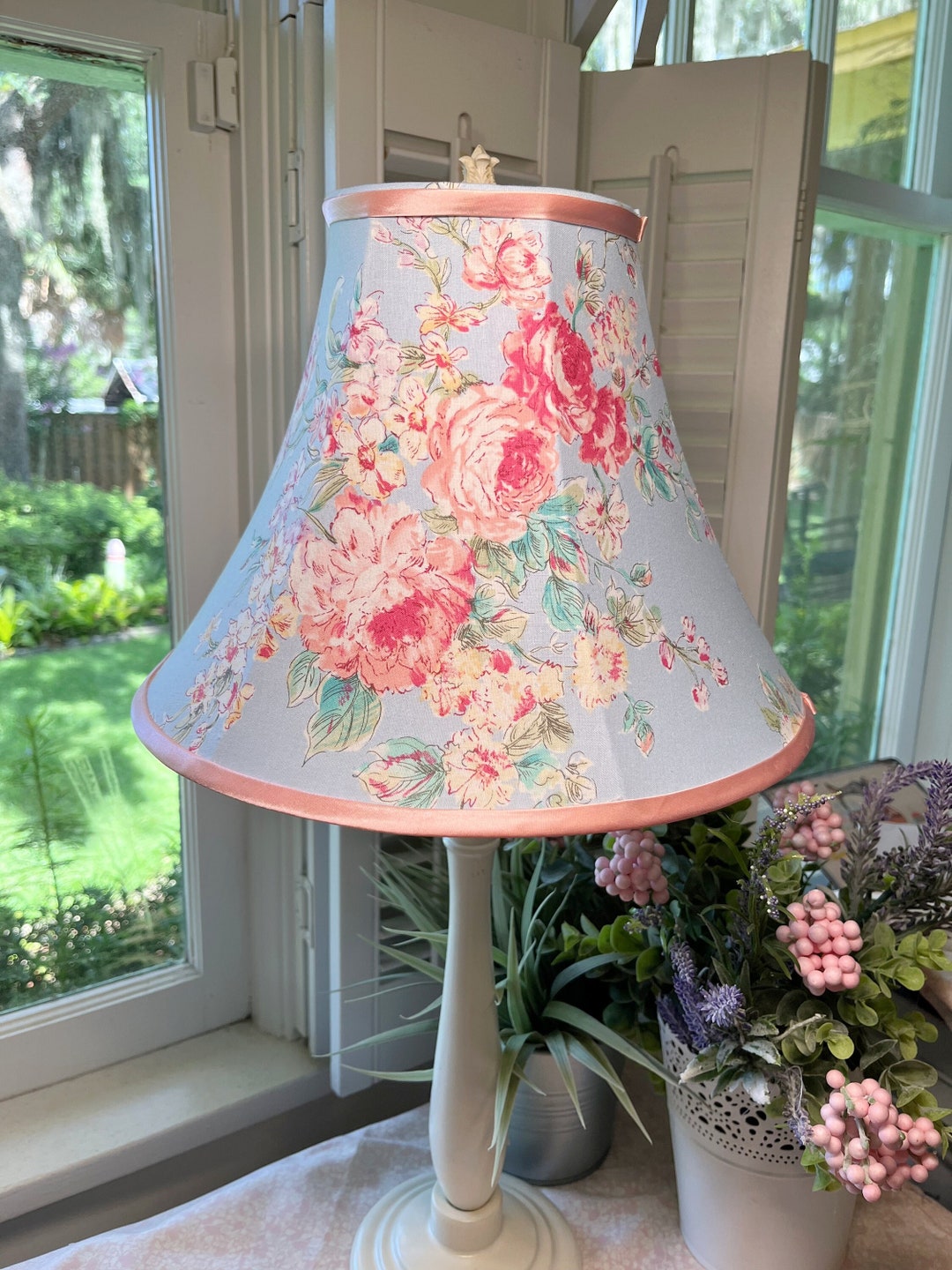 Rose Lamp Shade, Floral Lamp Shade, Flower Lamp Shade, Shabby Chic Lamp ...