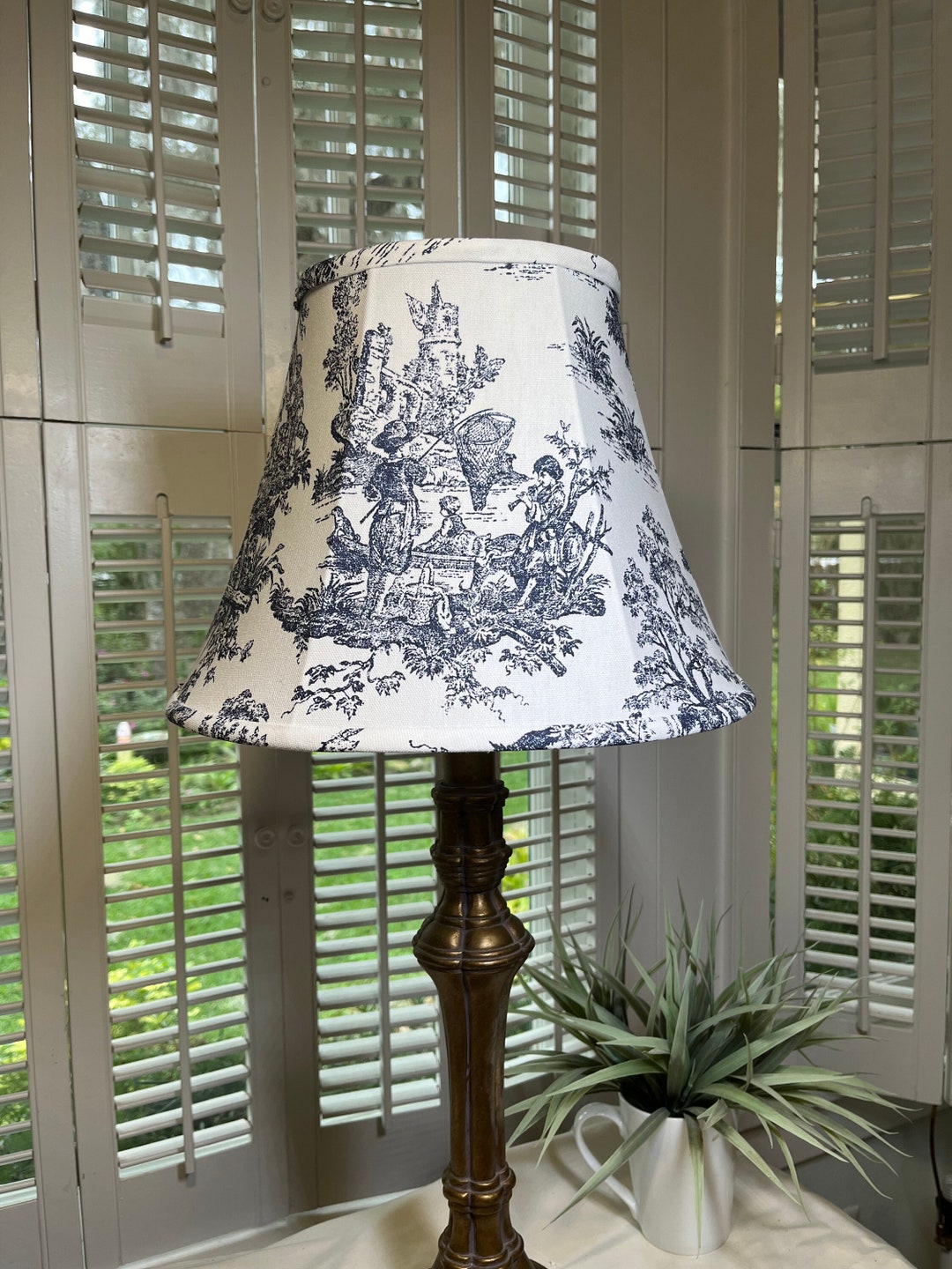Toile Lamp Shade, French Lamp Shade, Blue Lamp Shade, Blue Toile Lamp ...