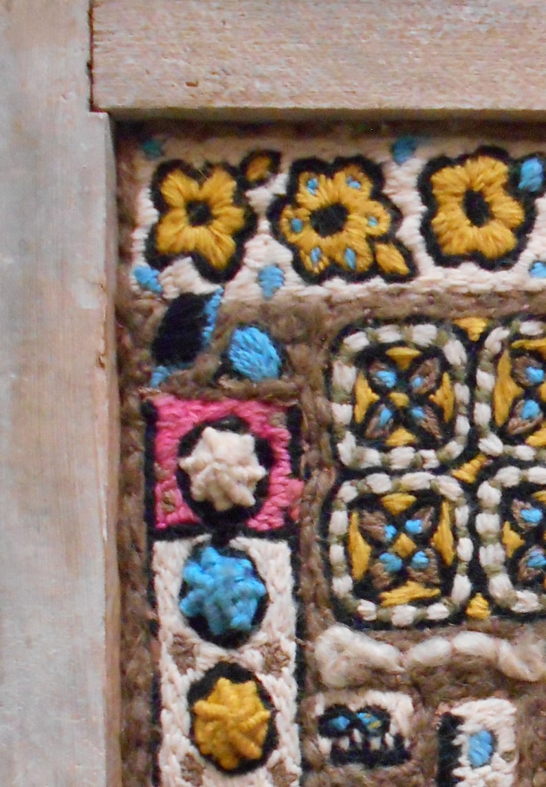 Vintage Hand Woven Wool Tapestry Wall Hanging in Rustic Frame - FREE ...