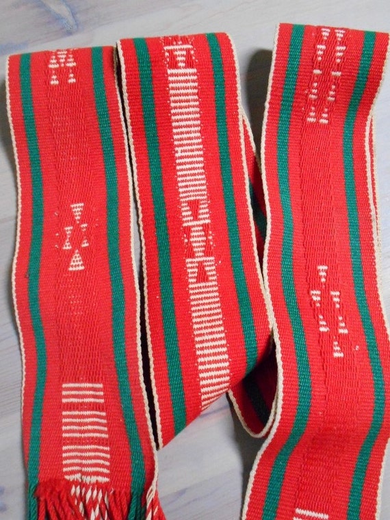 Hopi Wedding Belt Warp Faced Red White and Green Belt FREE | Etsy