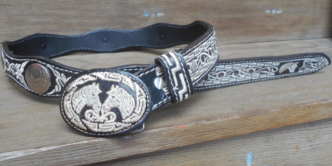 Mexican Piteado Charro Belt and Buckle - FREE SHIPPING - [#142 - DC ...