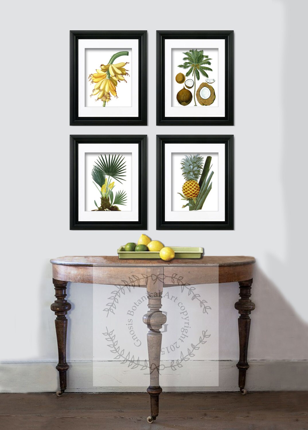 Palm Tree Art Set of 4 Unframed Palm Tree Decor Includes Coconut Tree ...