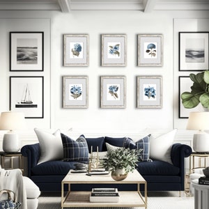 Modern Farmhouse Decor Blue Flower Wall Art Set of 6 Art Botanical ...