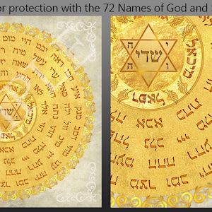 Sello dorado para protección con los 72 Nombres de Dios cabalísticos ...