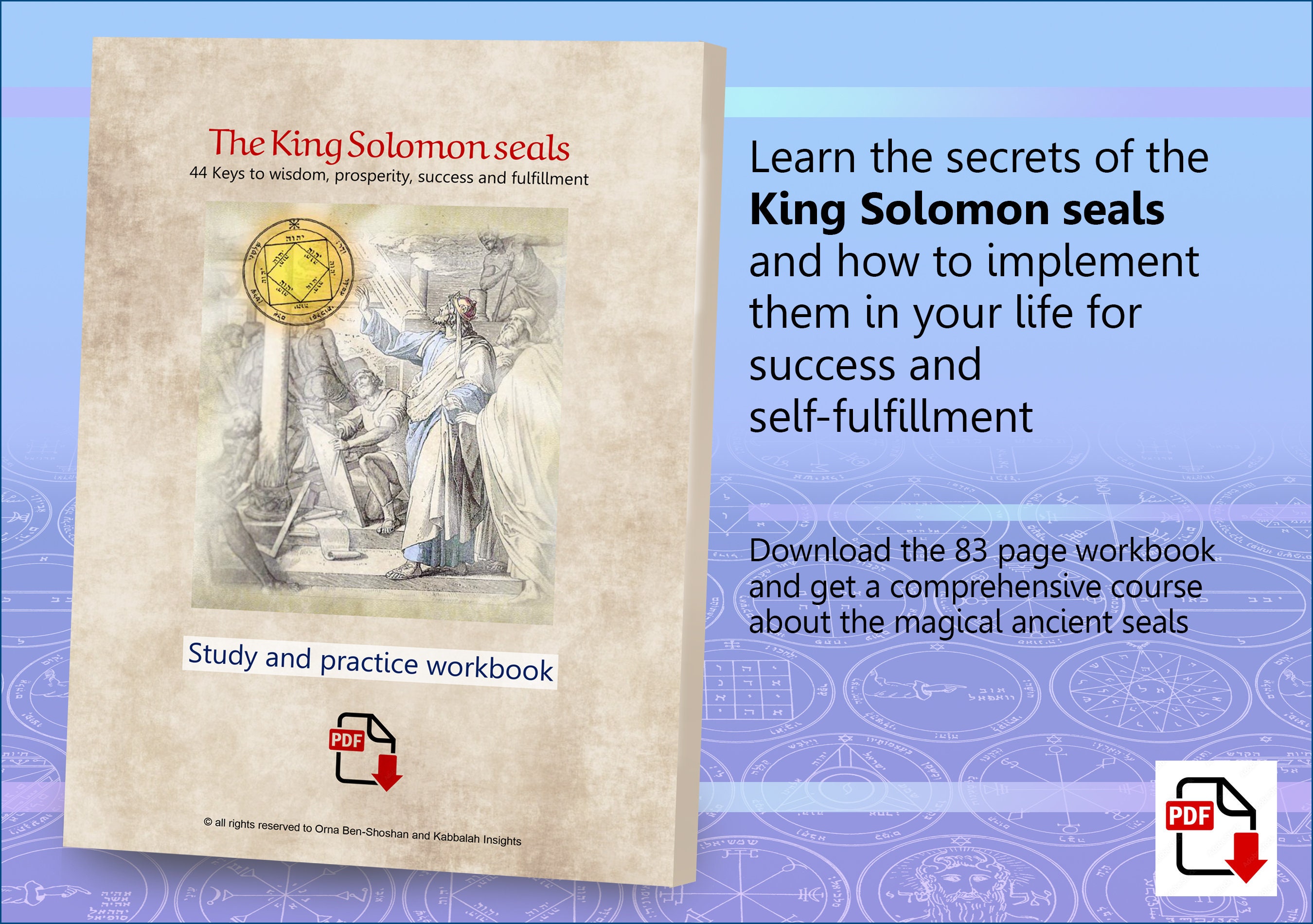The 44 Seals of Solomon Interpretations Kabbalah Poster + the King ...
