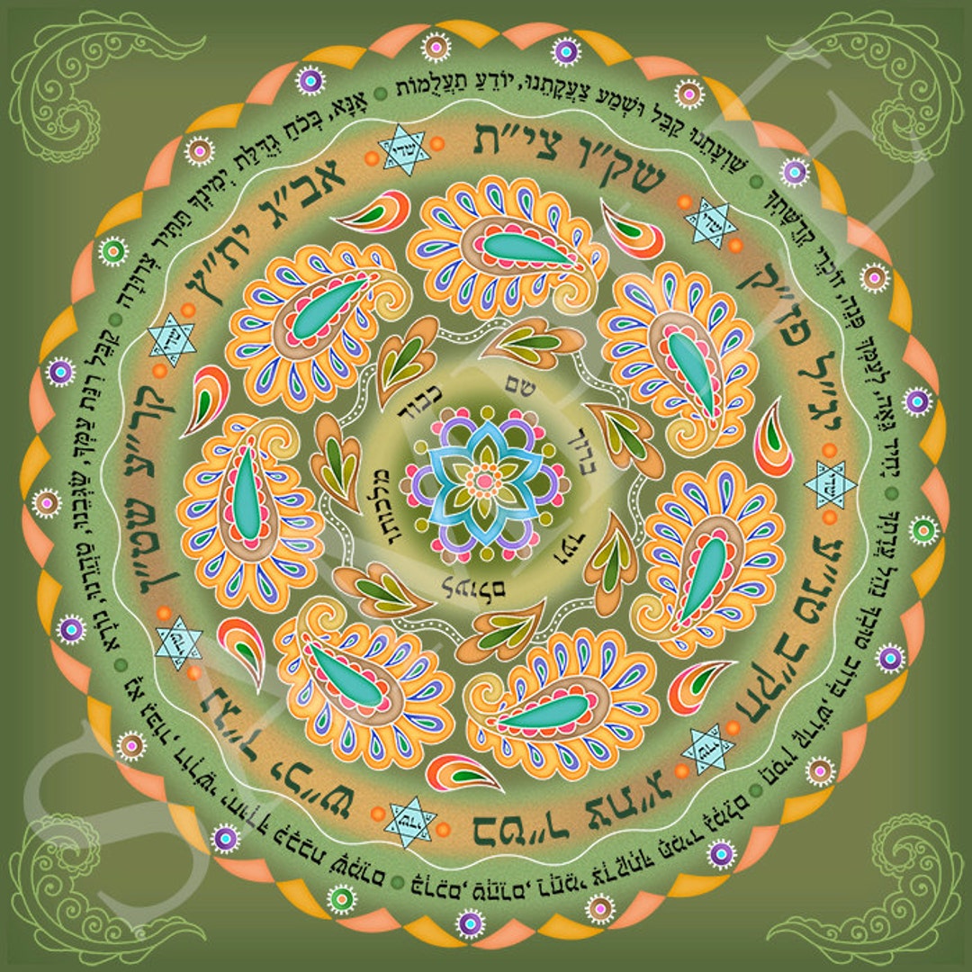 Kabbalistic Mandala Amulet With the Kabbalistic Prayer Ana Bekoack for ...