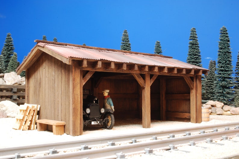 G SCALE Garage BARN for Use W Garden Gauge Model Railroad Track 1/24 ...