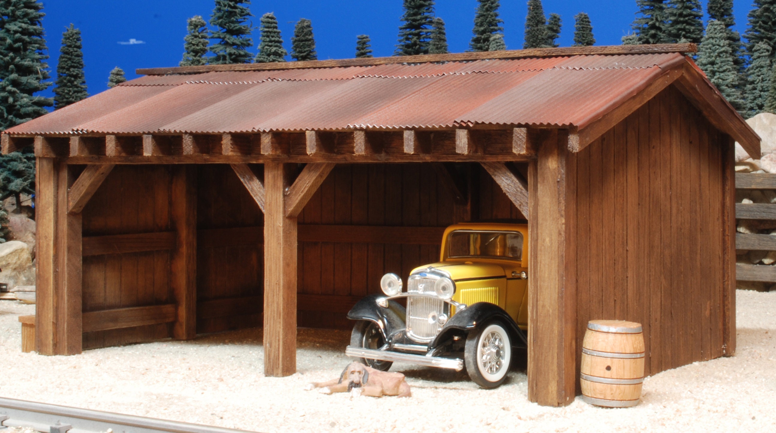 G SCALE Garage BARN for Use W Garden Gauge Model Railroad Track 1/24 ...
