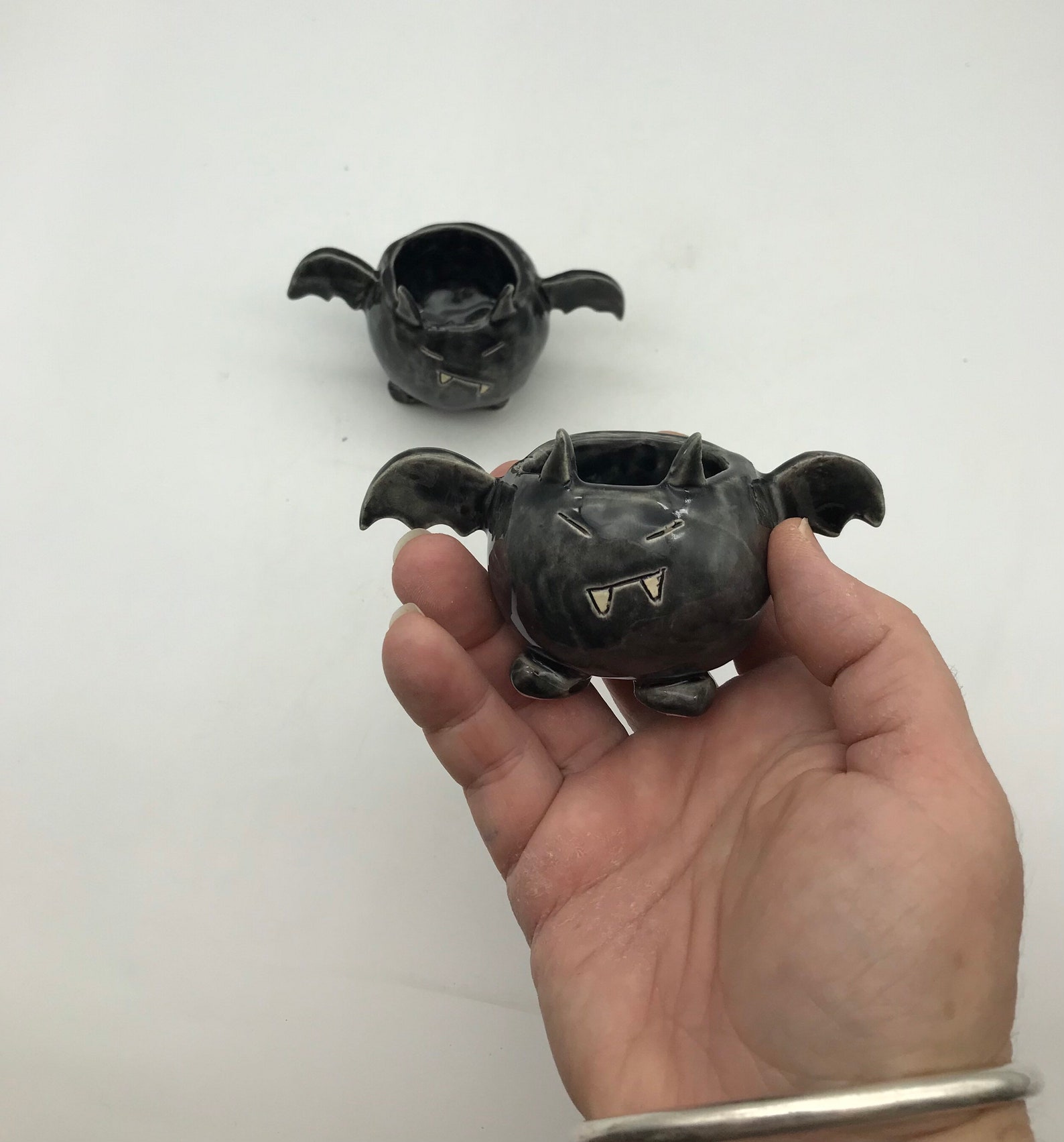 Set of 2 Ceramic Bat Succulent Planter/Bat/Bat Dish/Bat | Etsy