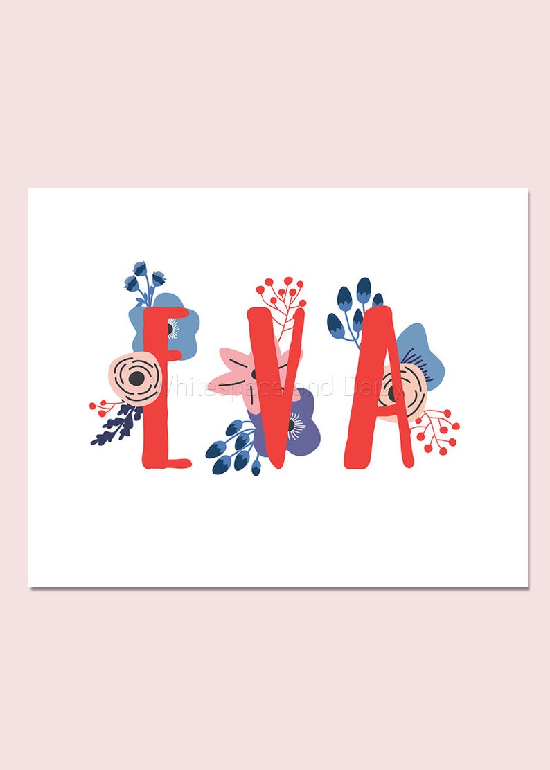 Eva Baby Name Wall Art Eva Baby Name Sign Eva Party Eva Party | Etsy