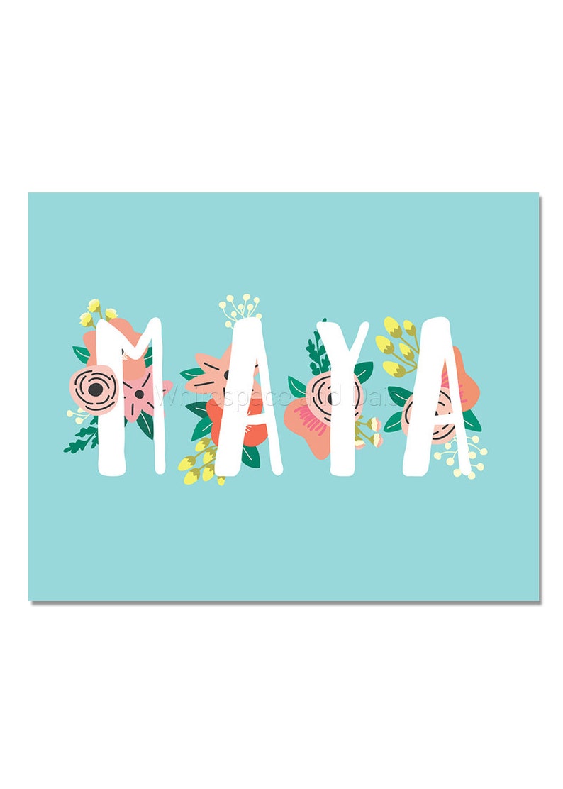 Maya Baby Name Wall Art Maya Baby Name Sign Maya Party | Etsy