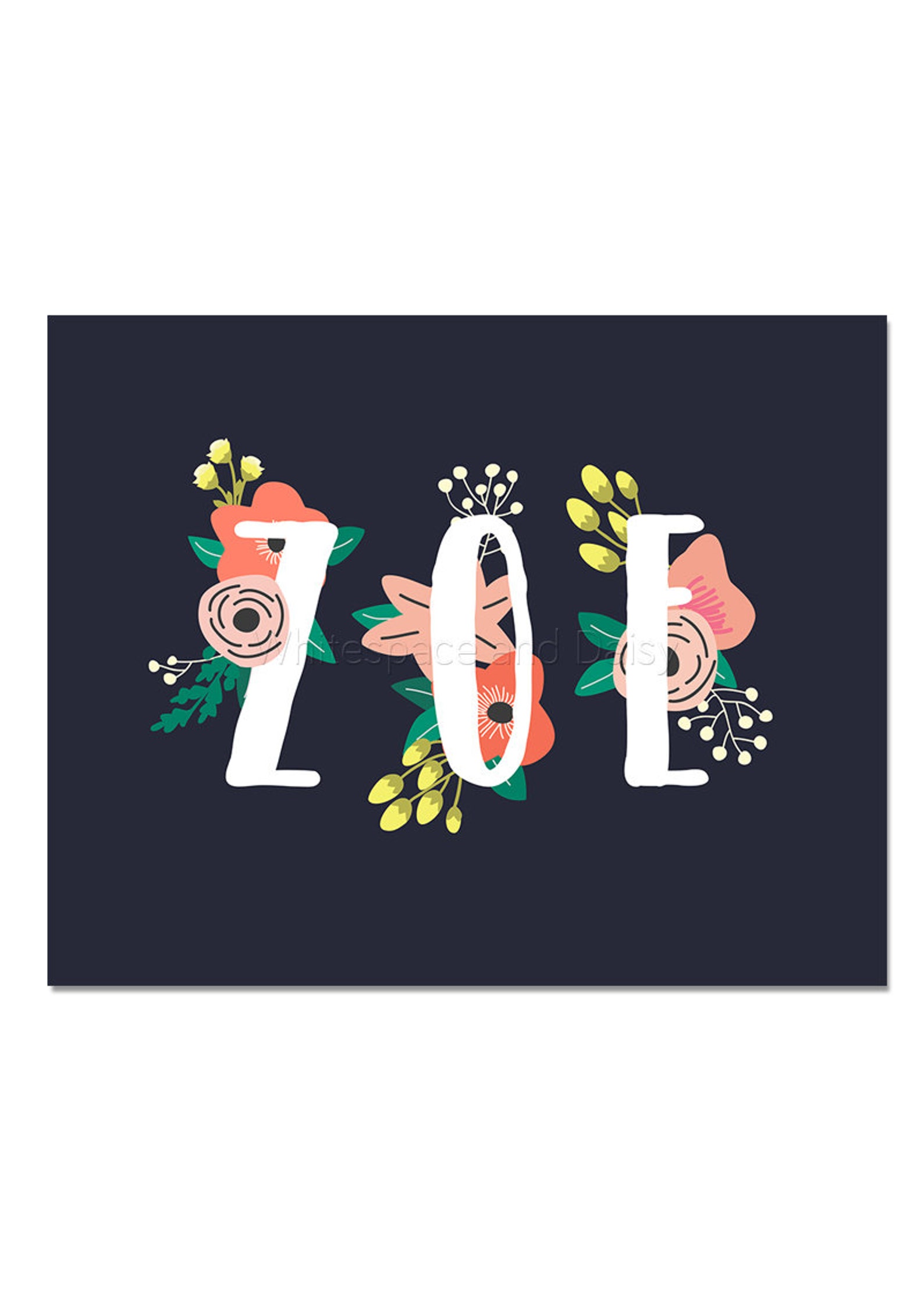 Zoe Baby Name Wall Art Zoe Baby Name Sign Zoe Party Zoe Party | Etsy