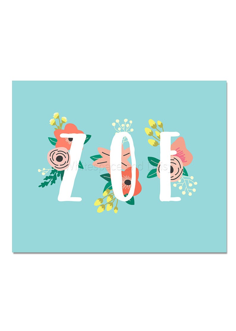 Zoe Baby Name Wall Art Zoe Baby Name Sign Zoe Party Zoe Party | Etsy