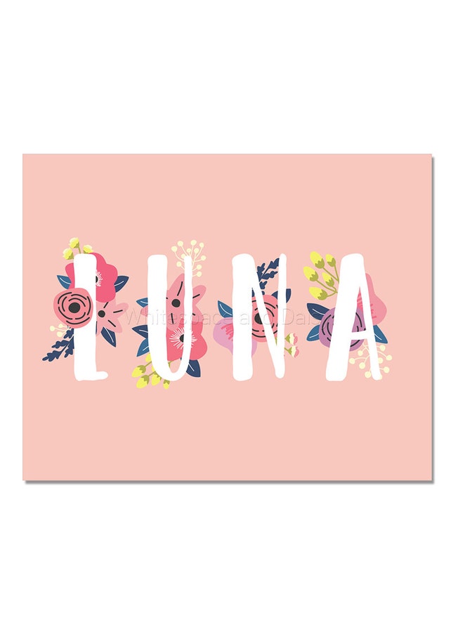 Luna Baby Name Wall Art Luna Baby Name Sign Luna Party | Etsy