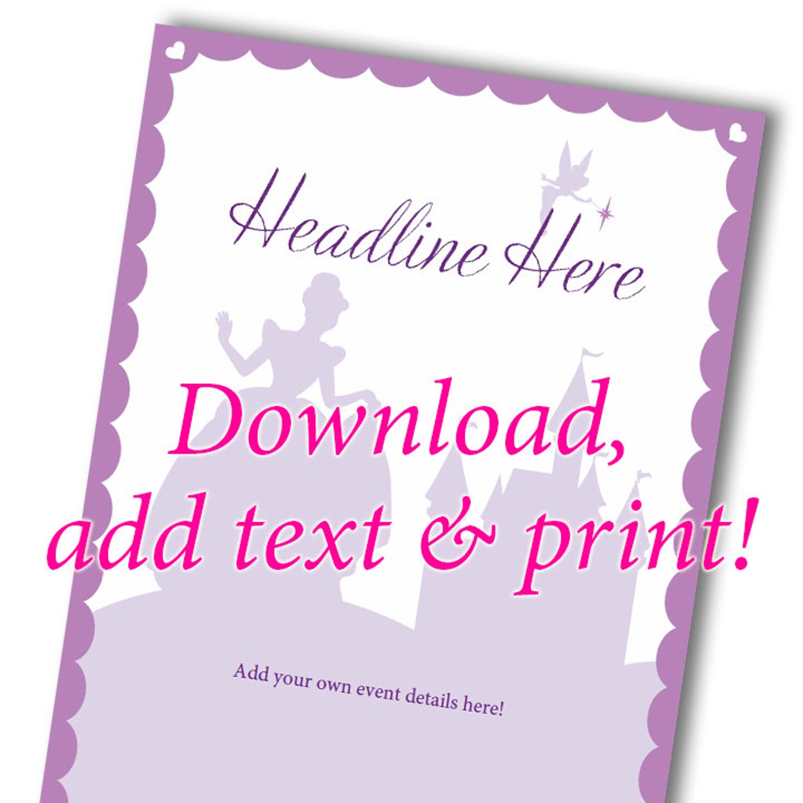 Purple Princess Editable Invitation - Princess Birthday Party ...