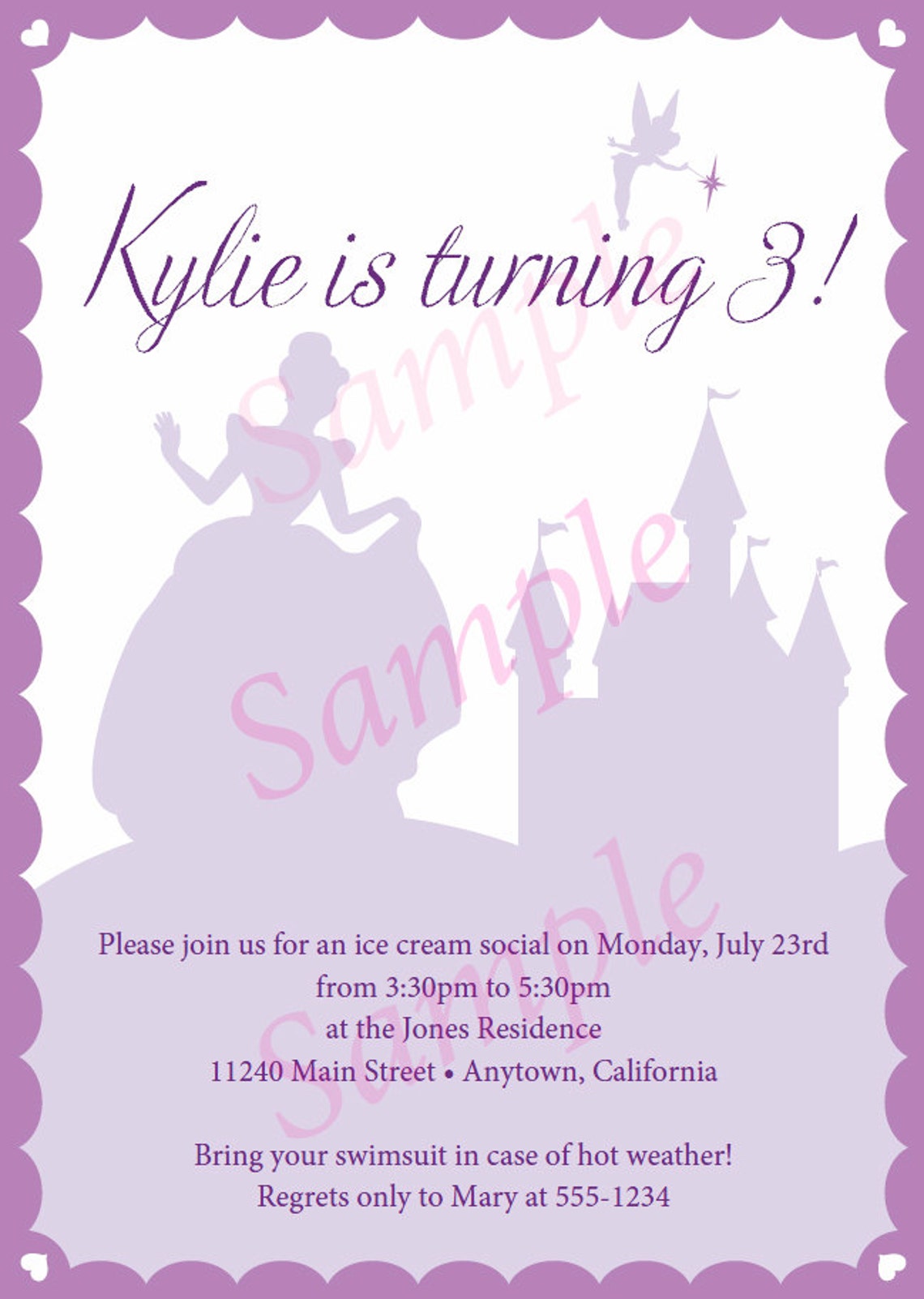 Purple Princess Editable Invitation - Princess Birthday Party ...