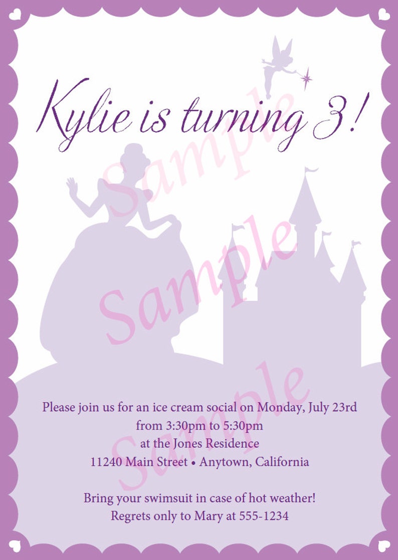 Purple Princess Editable Invitation - Princess Birthday Party ...