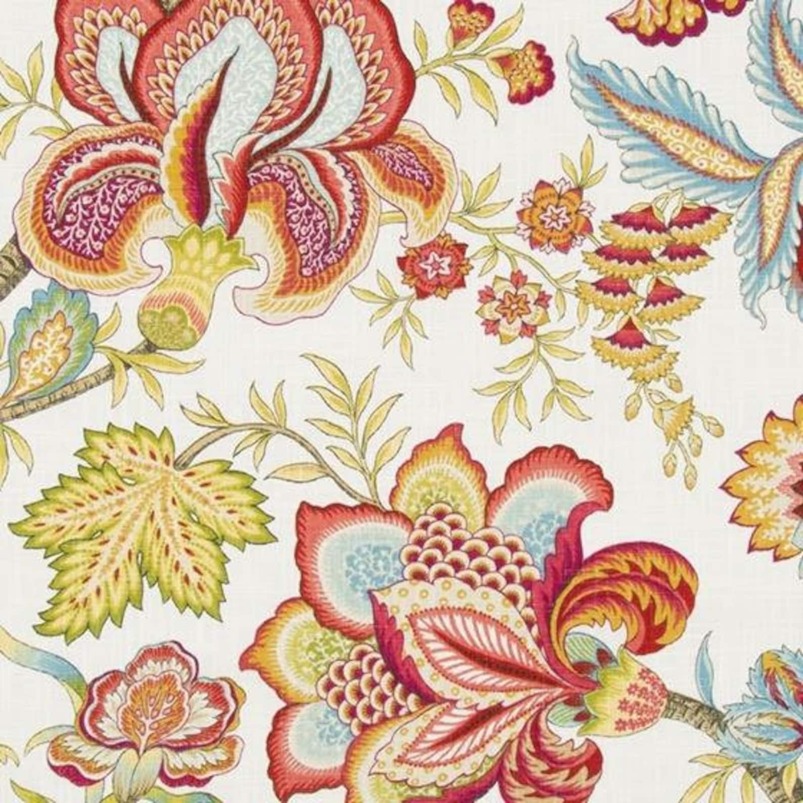 SALE Pure Jacobean Swag Coral Robert Allen fabric by the - Etsy