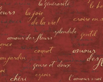 Red Script Fabric - Etsy