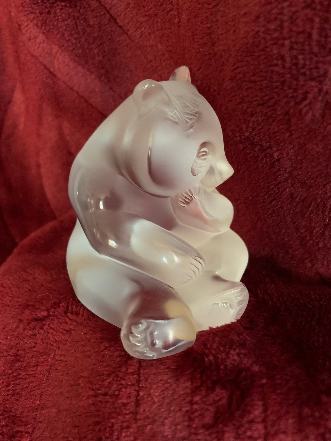 Lalique Crystal Frosted Glass Panda Signed Etsy