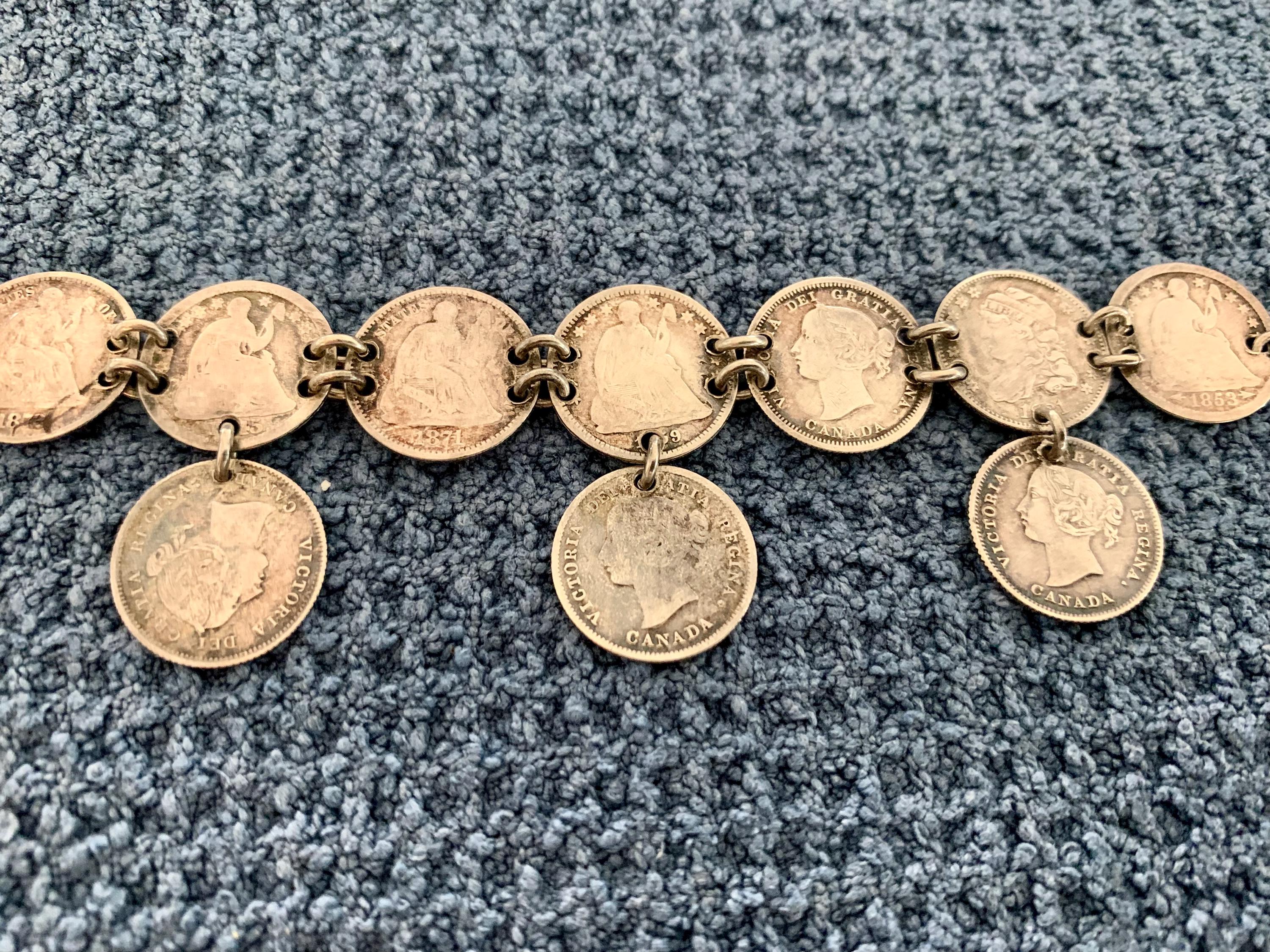 Mid 19th Century Sterling Silver 15 Dime Love Token Bracelet - Etsy