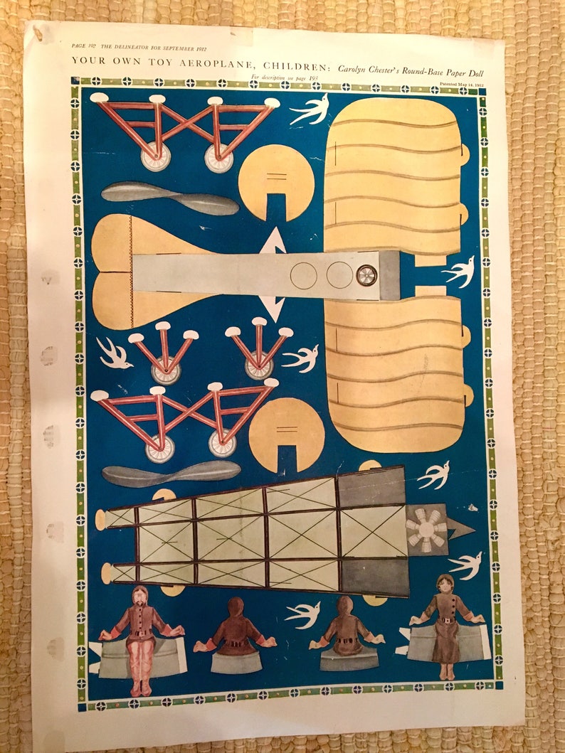 1912 Paper Doll Cutout / Toy Aeroplane - Etsy