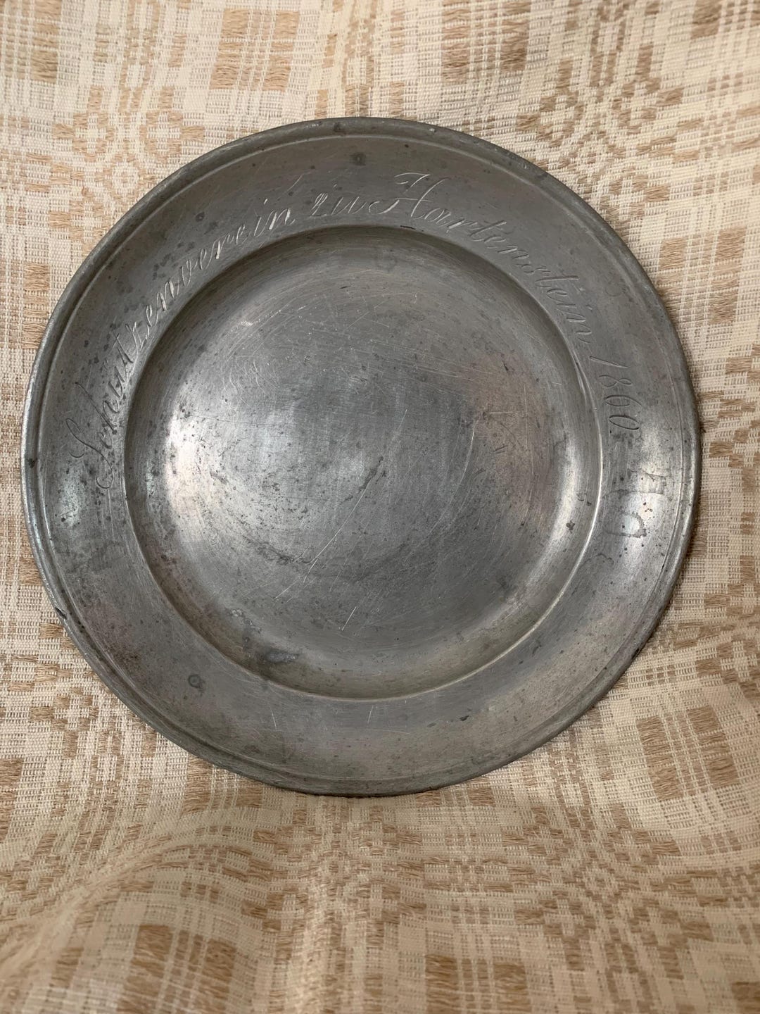 1860 Engraved/hallmarked Pewter Plate - Etsy