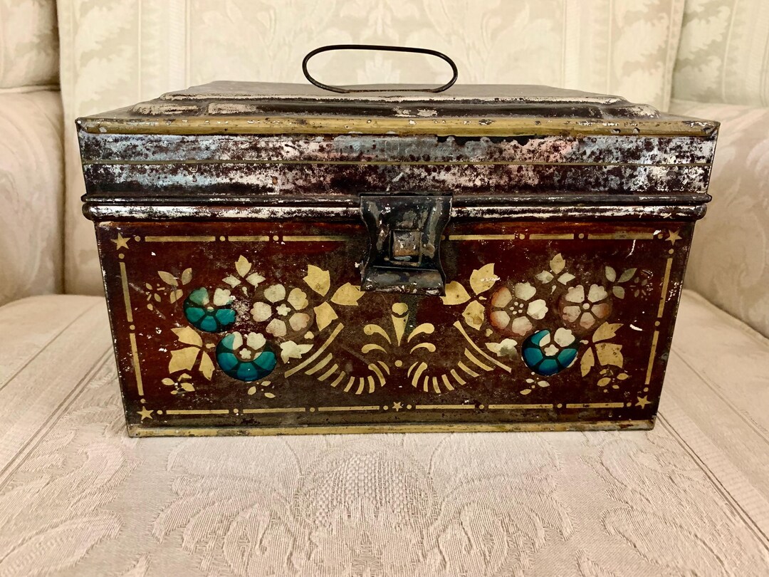 Mid 19th Century Stenciled Tin Deed Box - Etsy
