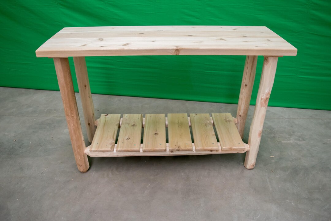 Handcrafted White Cedar Log Sofa Table - 100% Solid Wood/made in the ...
