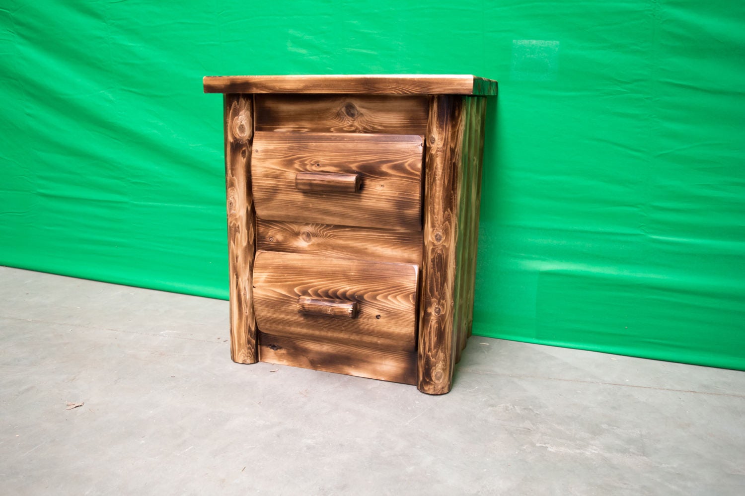 Log nightstand with drawer store