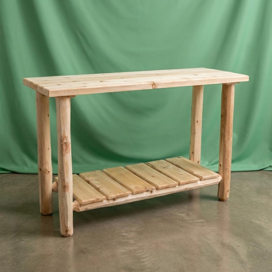 Log Sofa Table ~ Unfinished White Cedar | Amish Handcrafted in USA ...