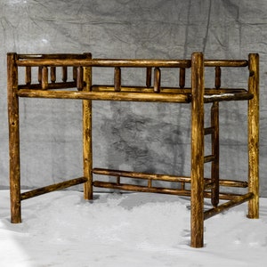 Log Loft Bed ~ Full ~ Torched Cedar | 100% Solid Wood | Amish ...