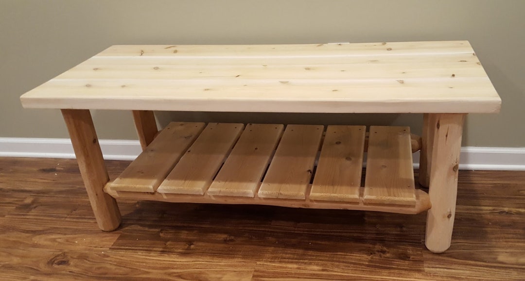 Handcrafted White Cedar Log Coffee Table, Solid Wood Rustic Design - Etsy