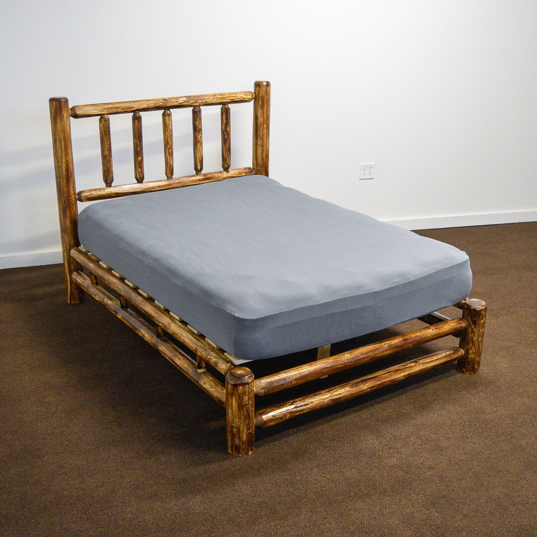 Twin XL Torched Cedar Log Platform Bed Double Log Side Rails/solid Wood ...