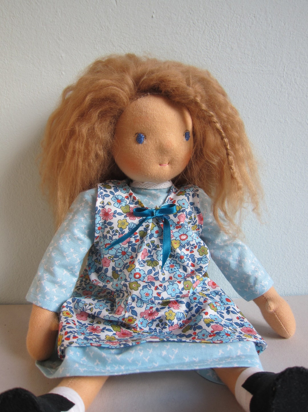 Tara Doll Waldorf Style Real Lambskin Hair Blue Sky Dress - Etsy